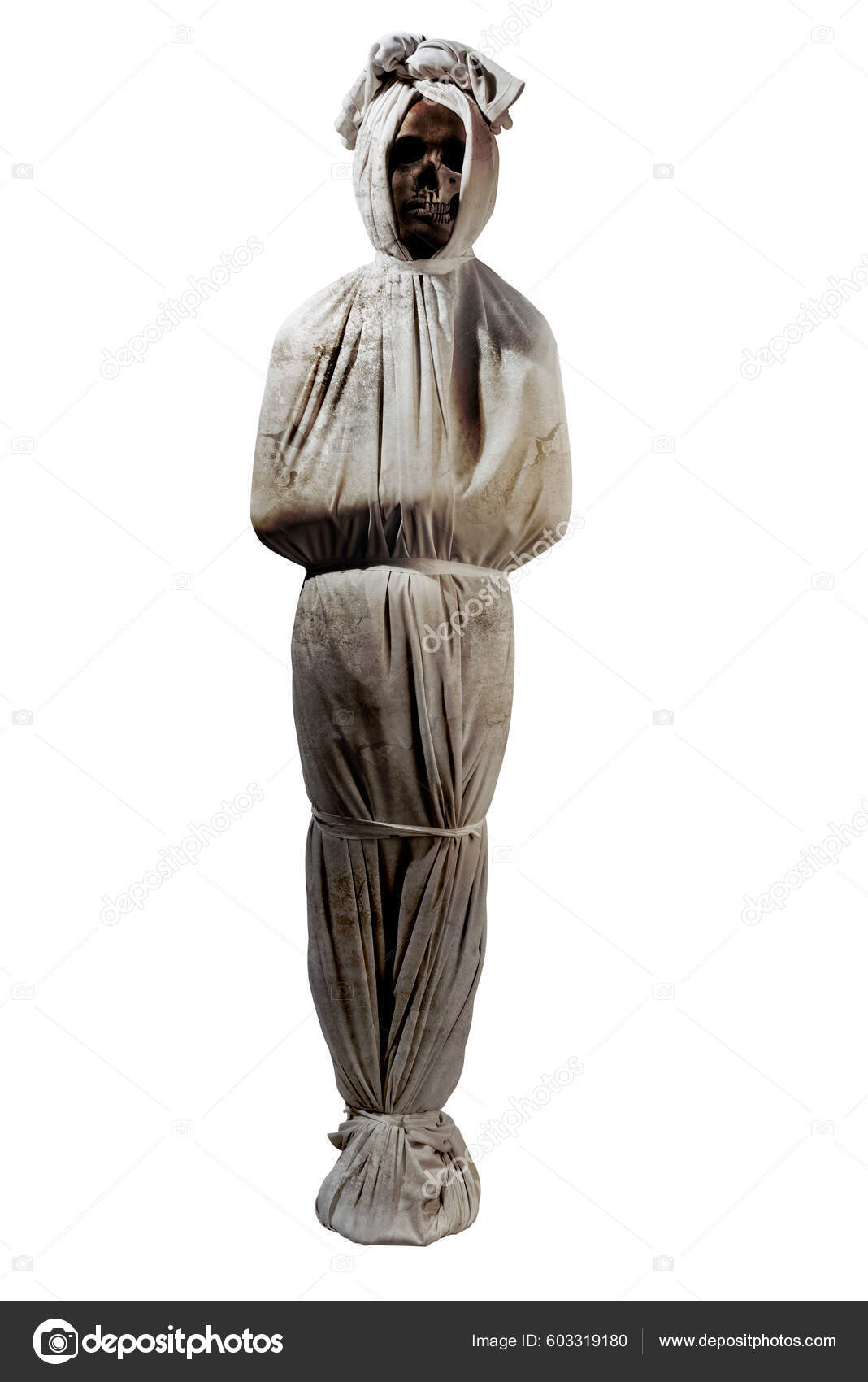 Indonesian Ghost Called Pocong Covered Linen Shroud Isolated White ...