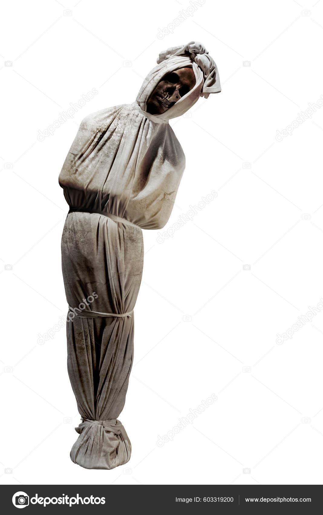 Indonesian Ghost Called Pocong Covered Linen Shroud Isolated White ...