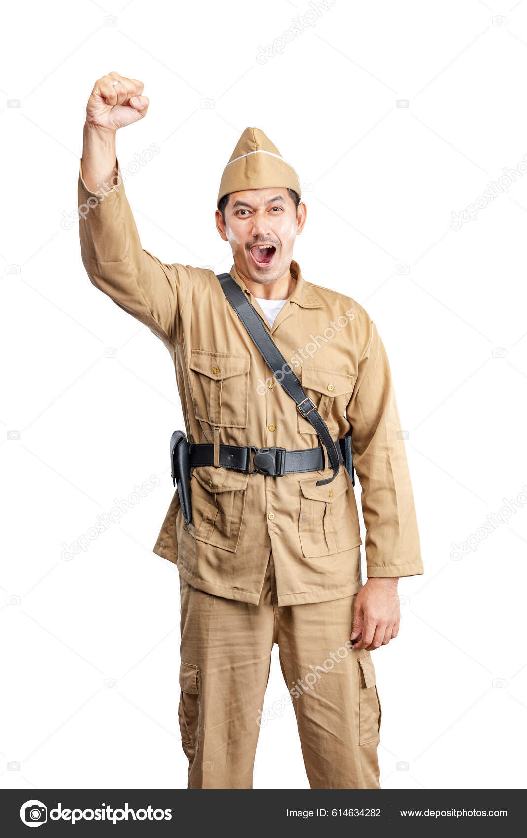 Indonesian Freedom Fighters Standing Isolated White Background Stock ...