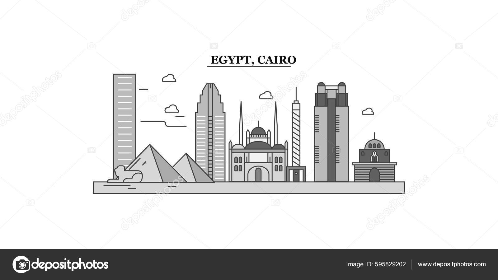 Egypt Cairo City Isolated Skyline Vector Illustration Travel Landmark ...