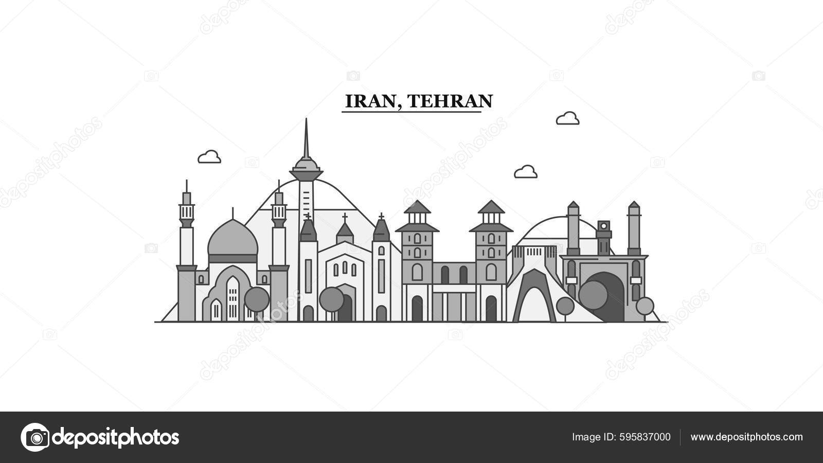 Iran Tehran City Isolated Skyline Vector Illustration Travel Landmark Stock Vector Image by ...