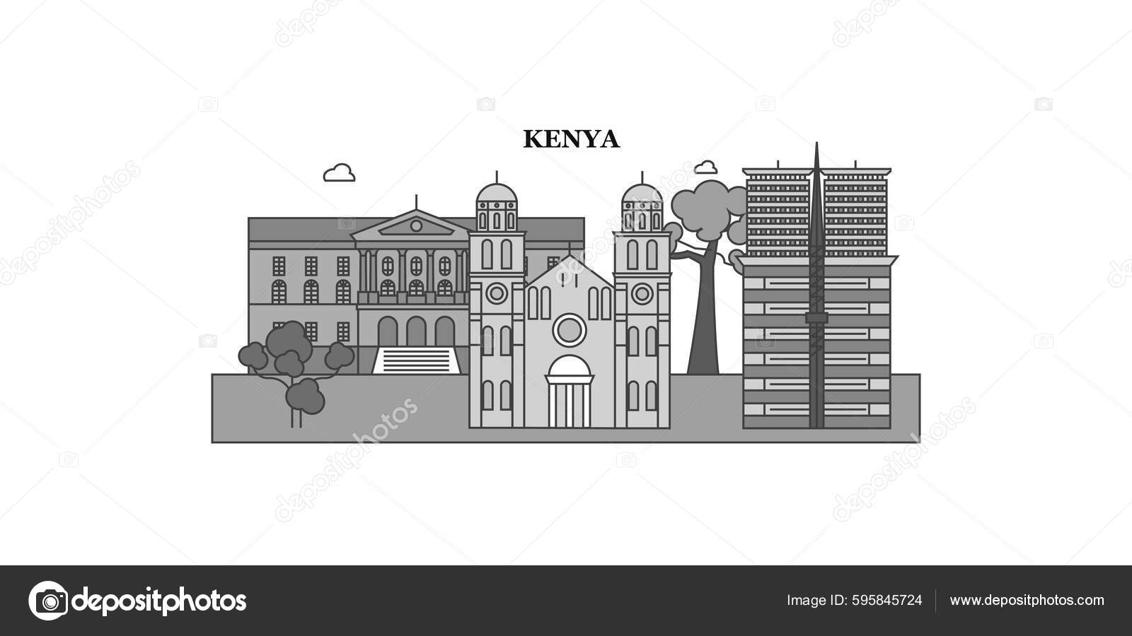Kenya City Isolated Skyline Vector Illustration Travel Landmark Stock ...