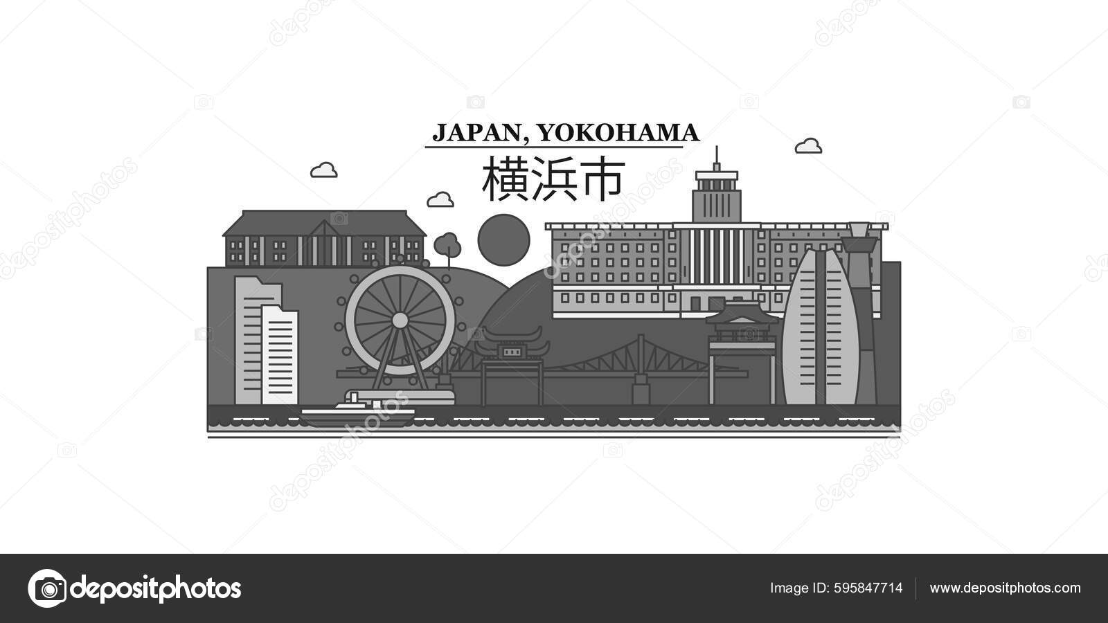 Japan Yokohama City Isolated Skyline Vector Illustration Travel Landmark Stock Vector by ...