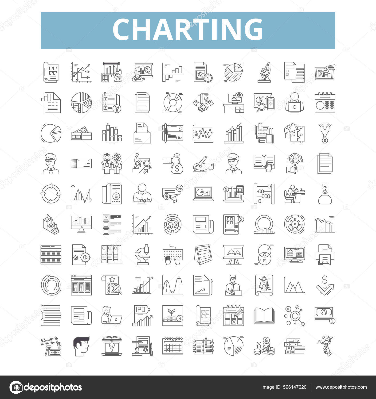 Charting Icons Line Signs Web Symbols Set Vector Isolated Illustration ...