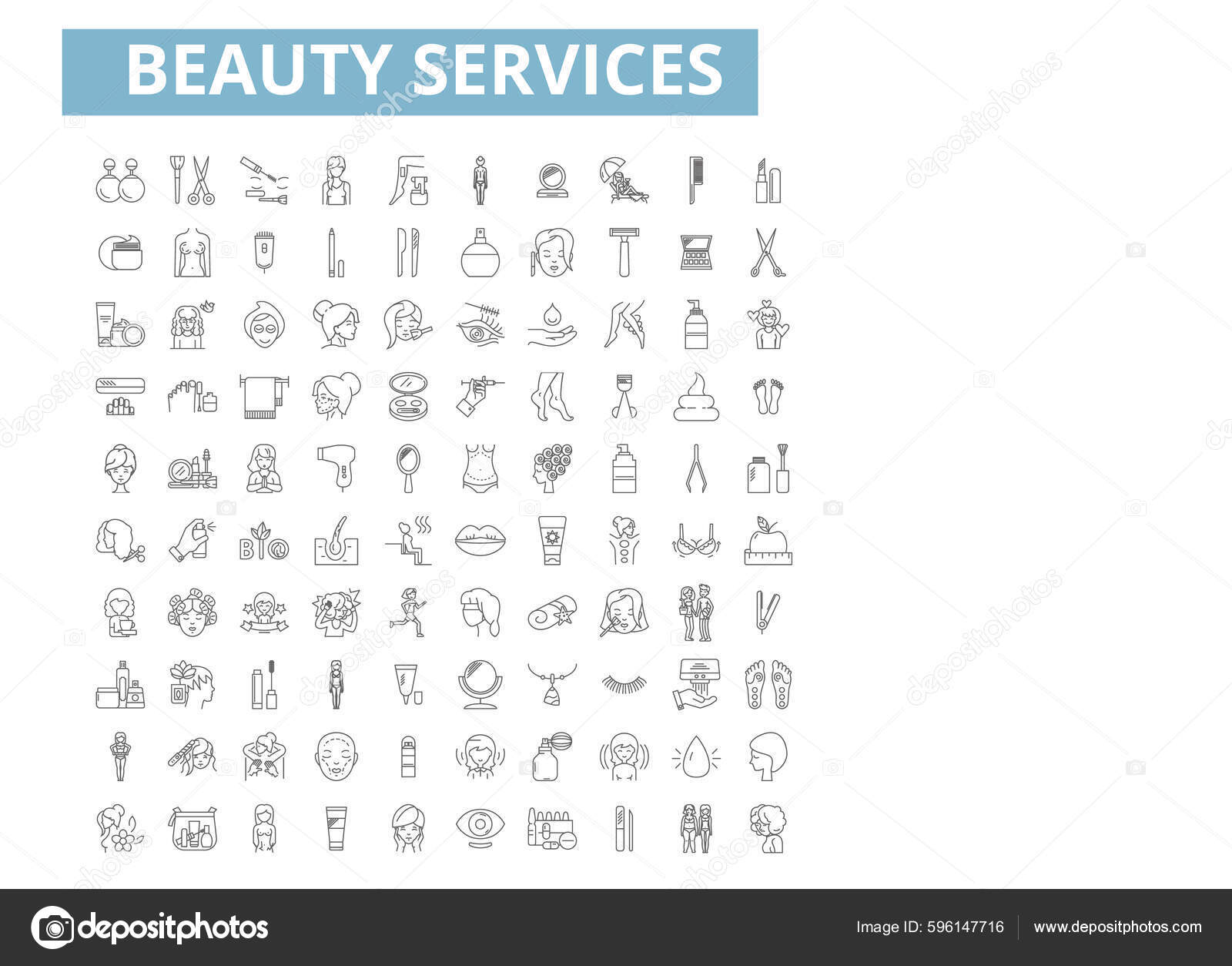 Beauty Services Icons Line Signs Web Symbols Set Vector Isolated Stock ...