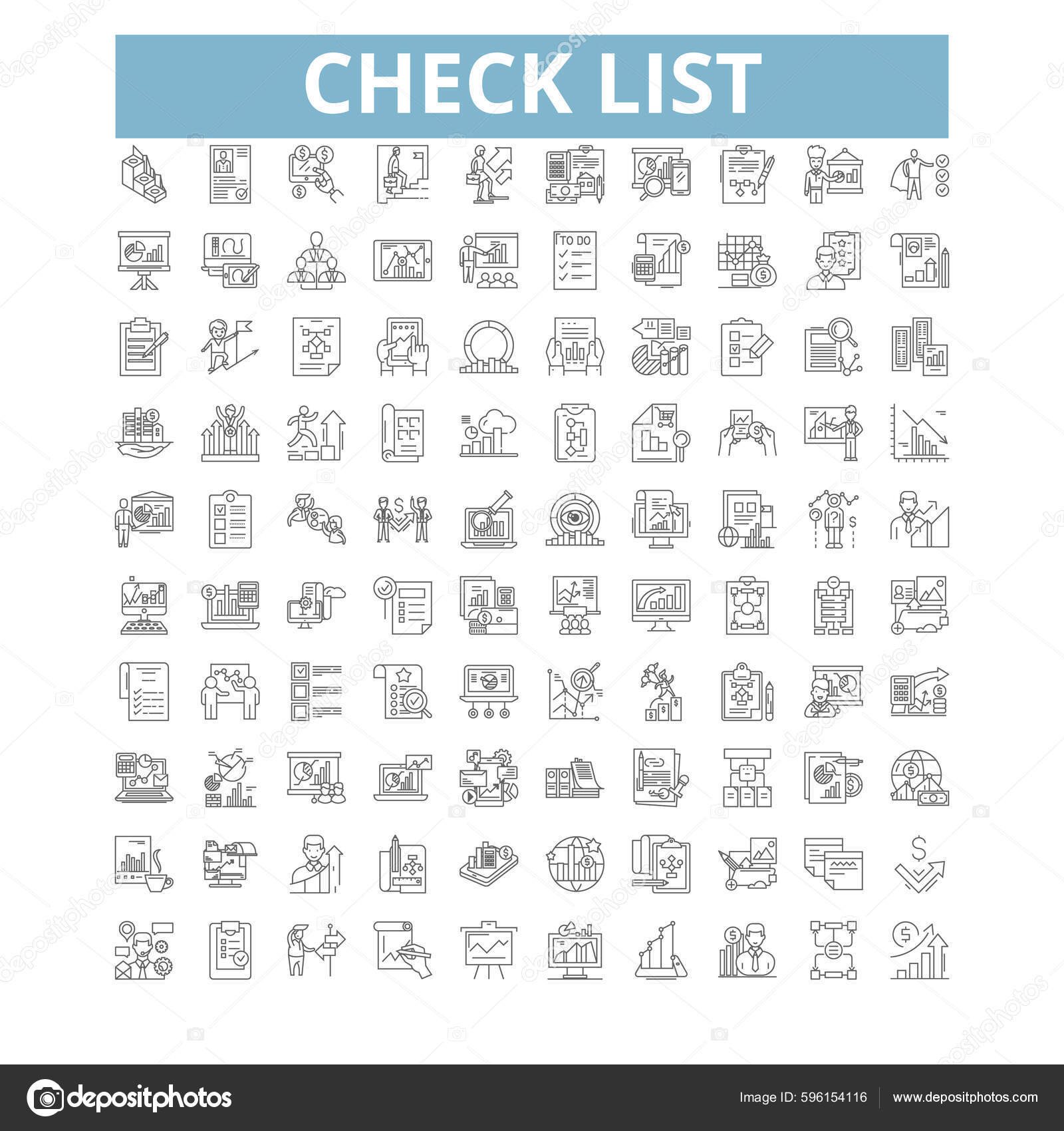 Check List Icons Line Signs Web Symbols Set Vector Isolated Vetor de ...