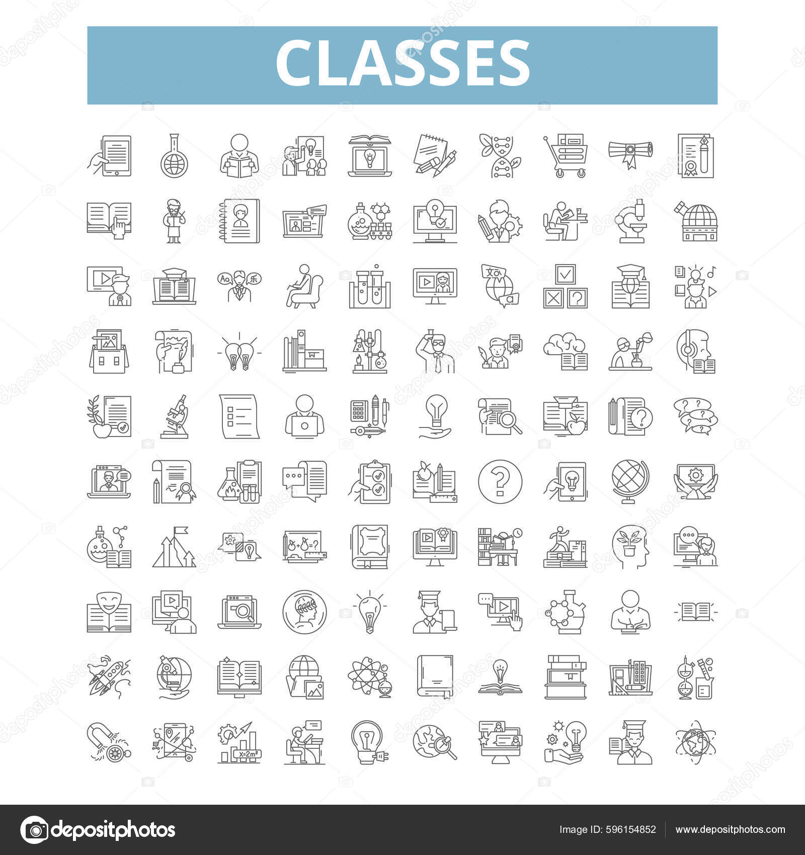 Classes Icons Line Signs Web Symbols Set Vector Isolated Illustration ...