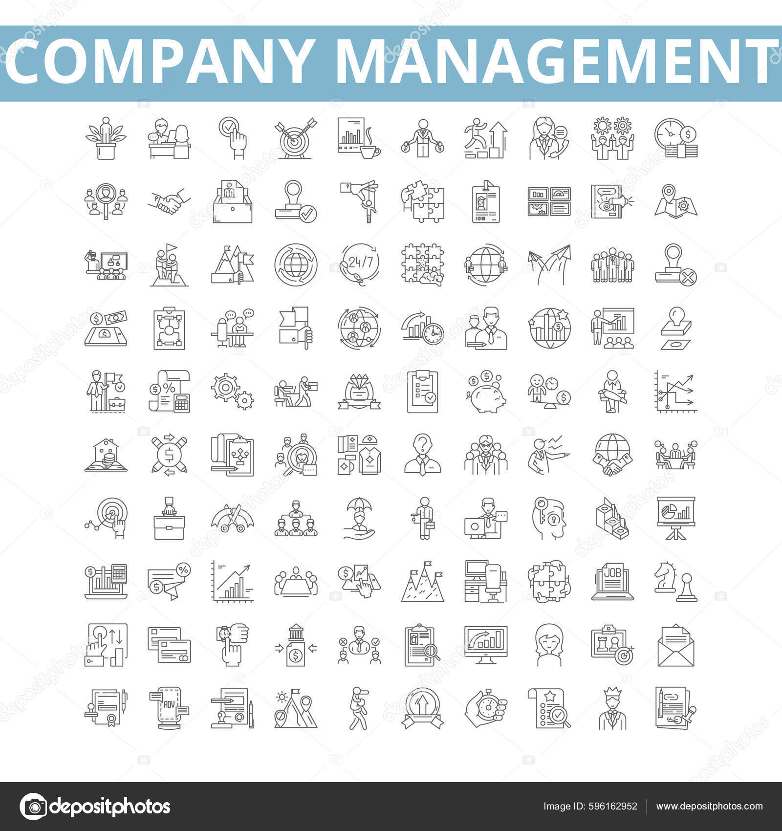 Company Management Icons Line Signs Web Symbols Set Vector Isolated Stock Vector by ©iconsgraph ...
