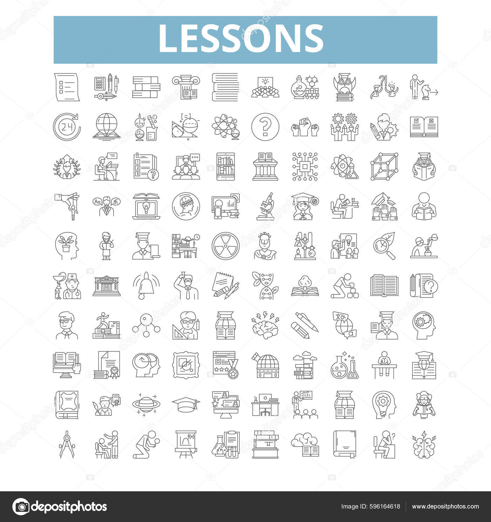 Lessons Icons Line Signs Web Symbols Set Vector Isolated Illustration ...
