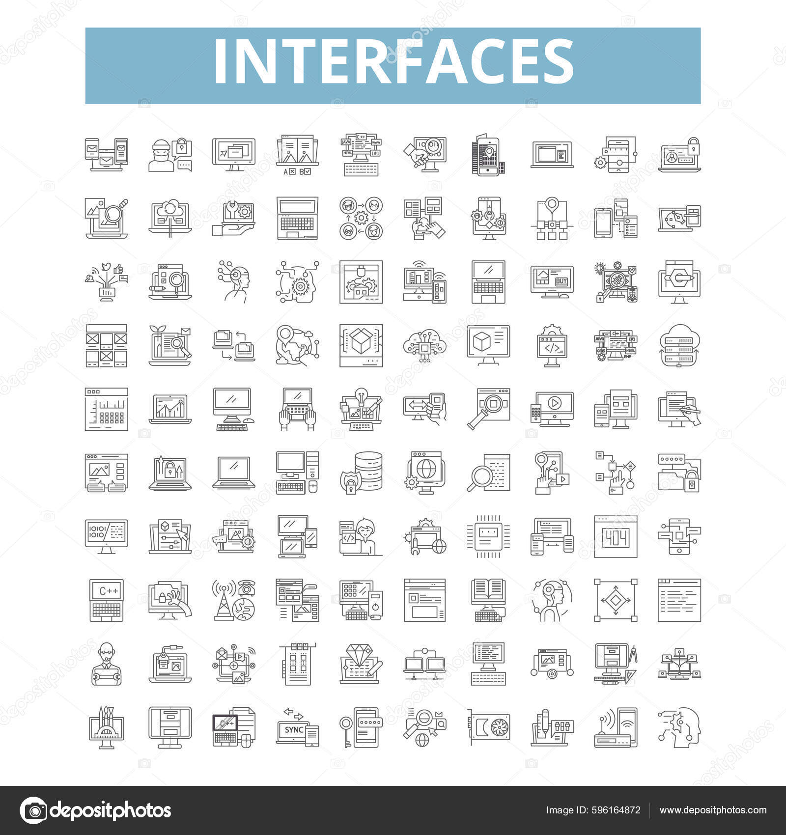 Interfaces Icons Line Signs Web Symbols Set Vector Isolated ...