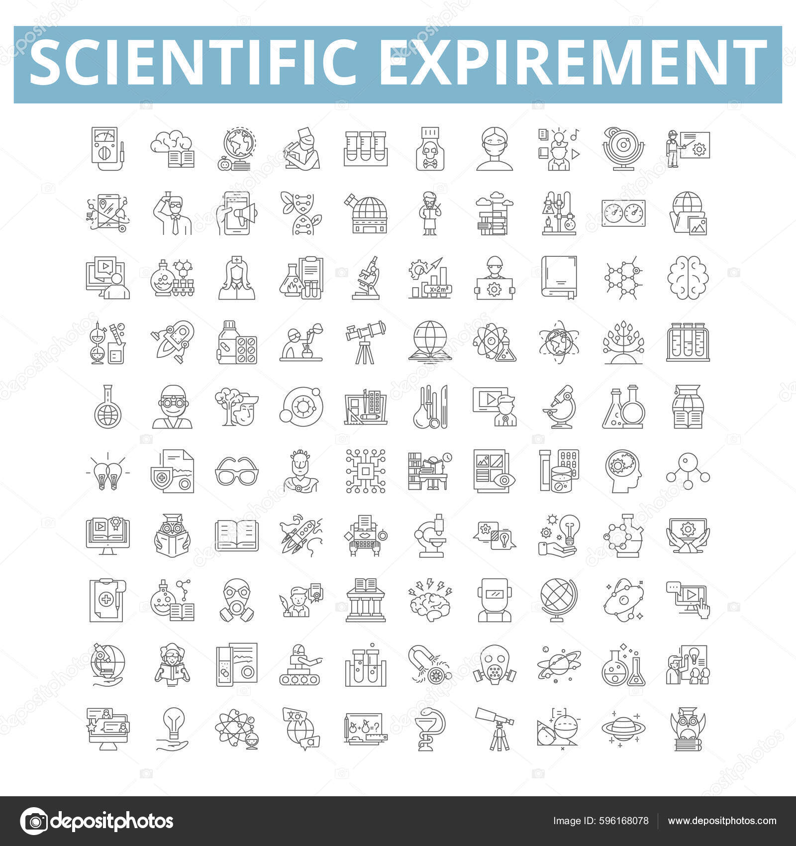 Scientific Experiment Icons Line Signs Web Symbols Set Vector Isolated ...