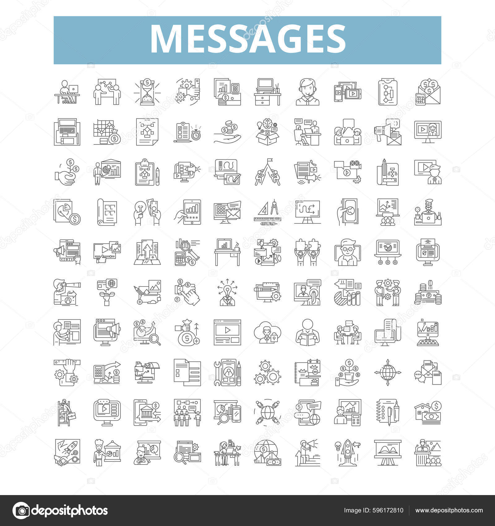 Messages Icons Line Signs Web Symbols Set Vector Isolated Illustration ...