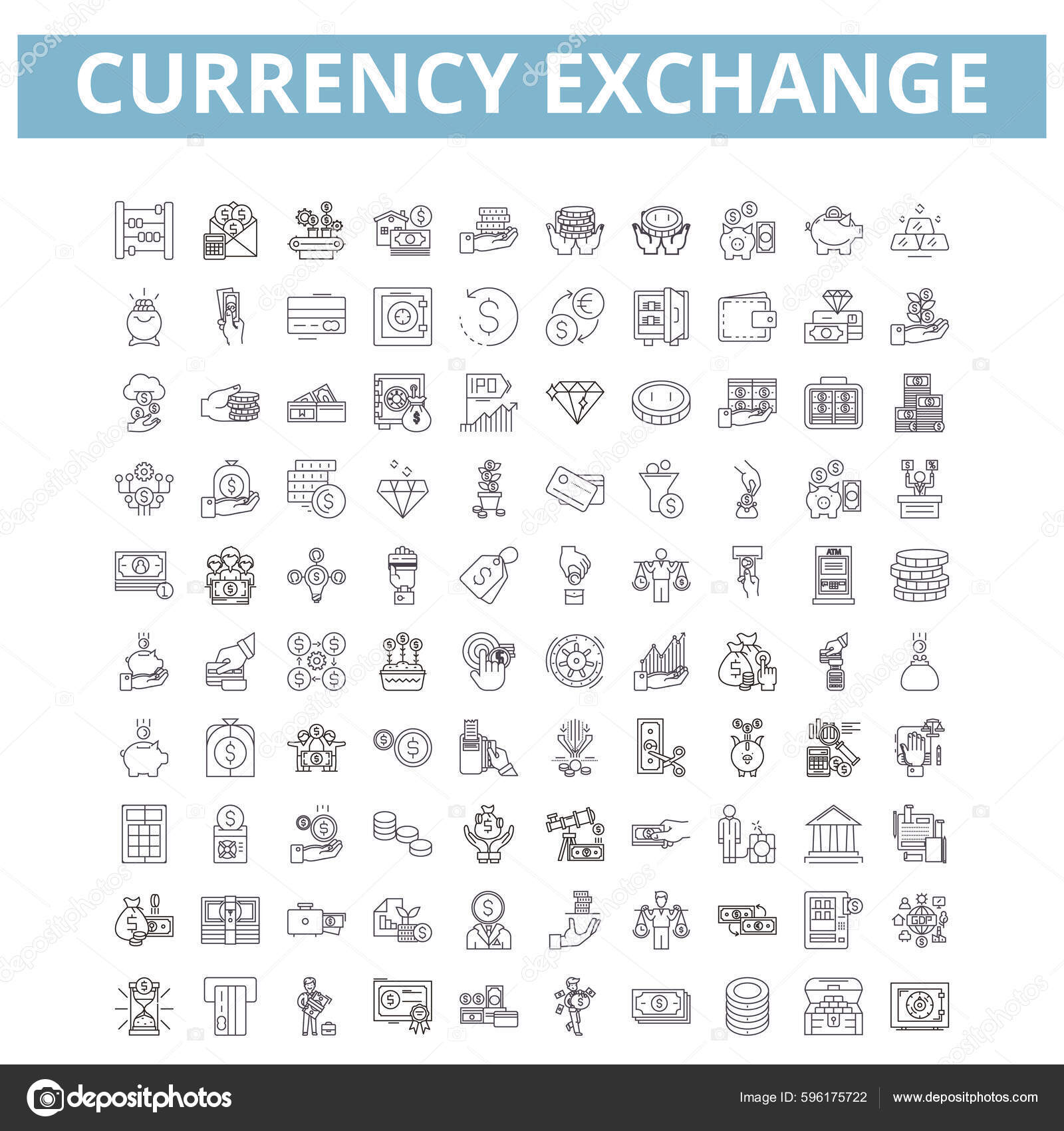 Currency Exchange Icons Line Signs Web Symbols Set Vector Isolated ...