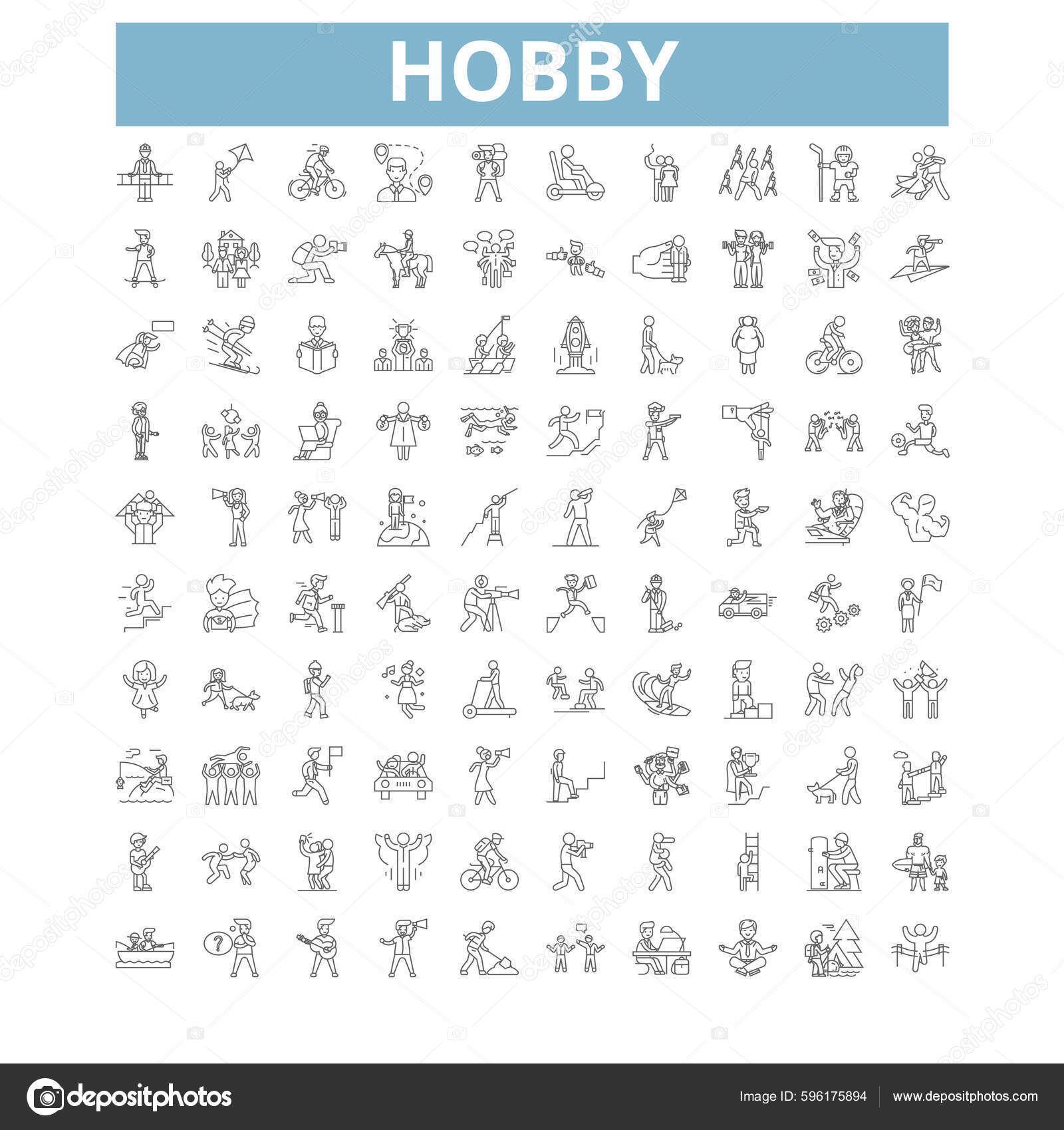Hobby Icons Line Signs Web Symbols Set Vector Isolated Illustration ...