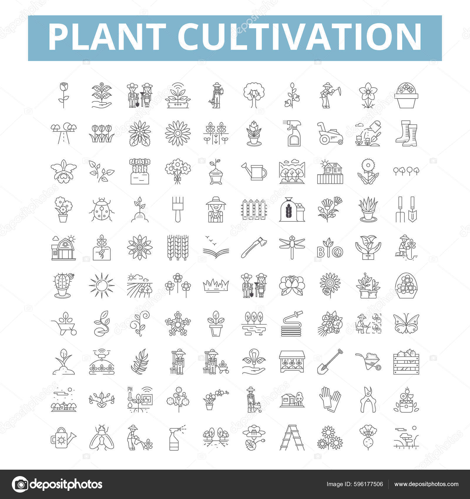 Planty Cultivation Icons Line Signs Web Symbols Set Vector Isolated ...