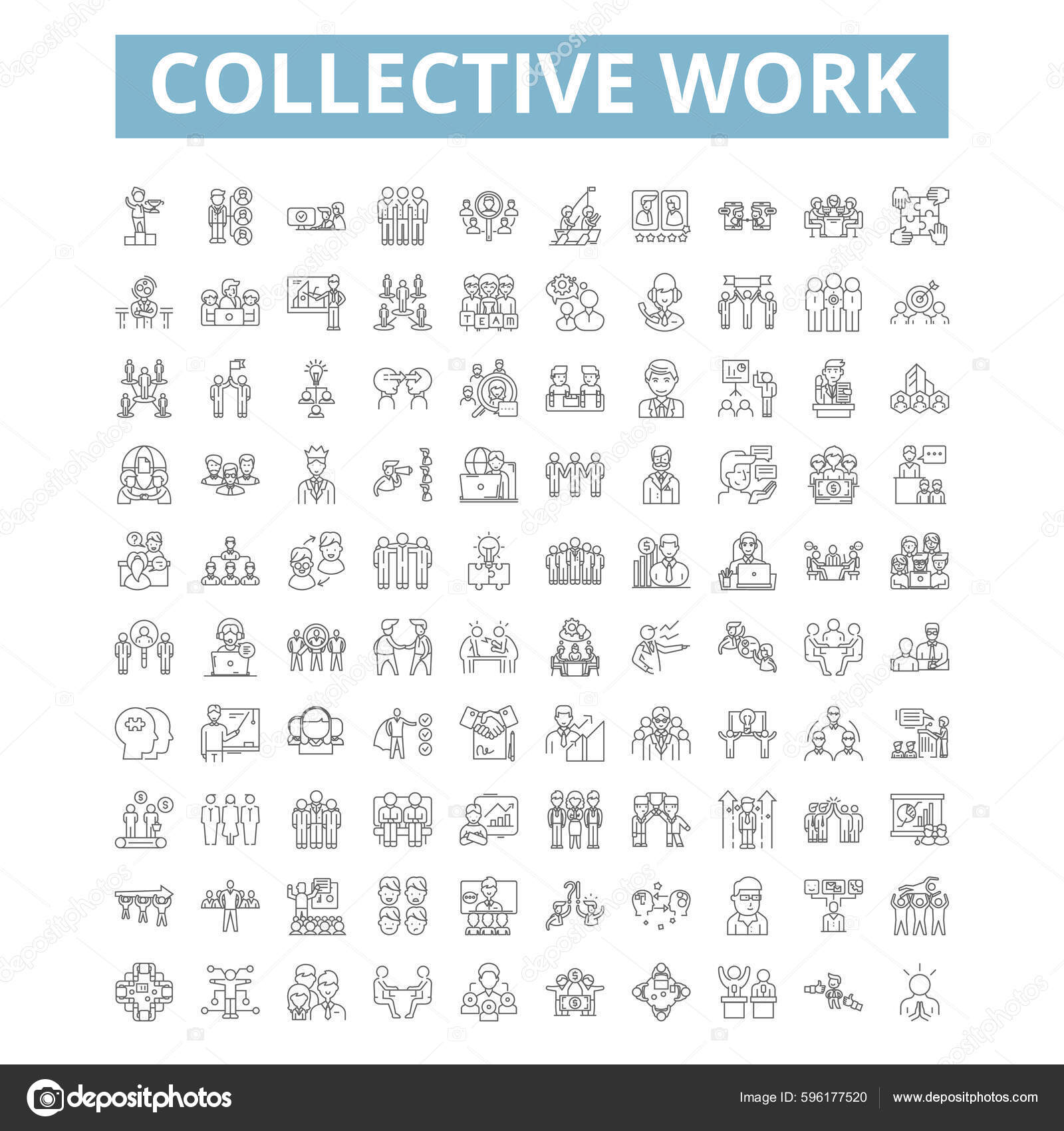 Collective Work Icons Line Signs Web Symbols Set Vector Isolated Stock ...