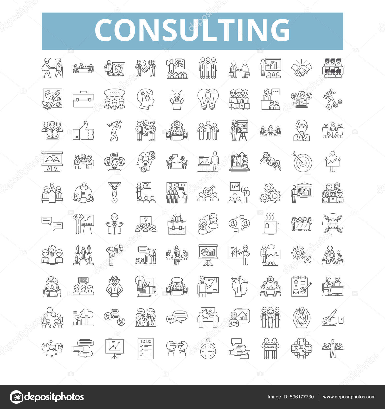 Consulting Icons Line Signs Web Symbols Set Vector Isolated Illustration Stock Vector by ...