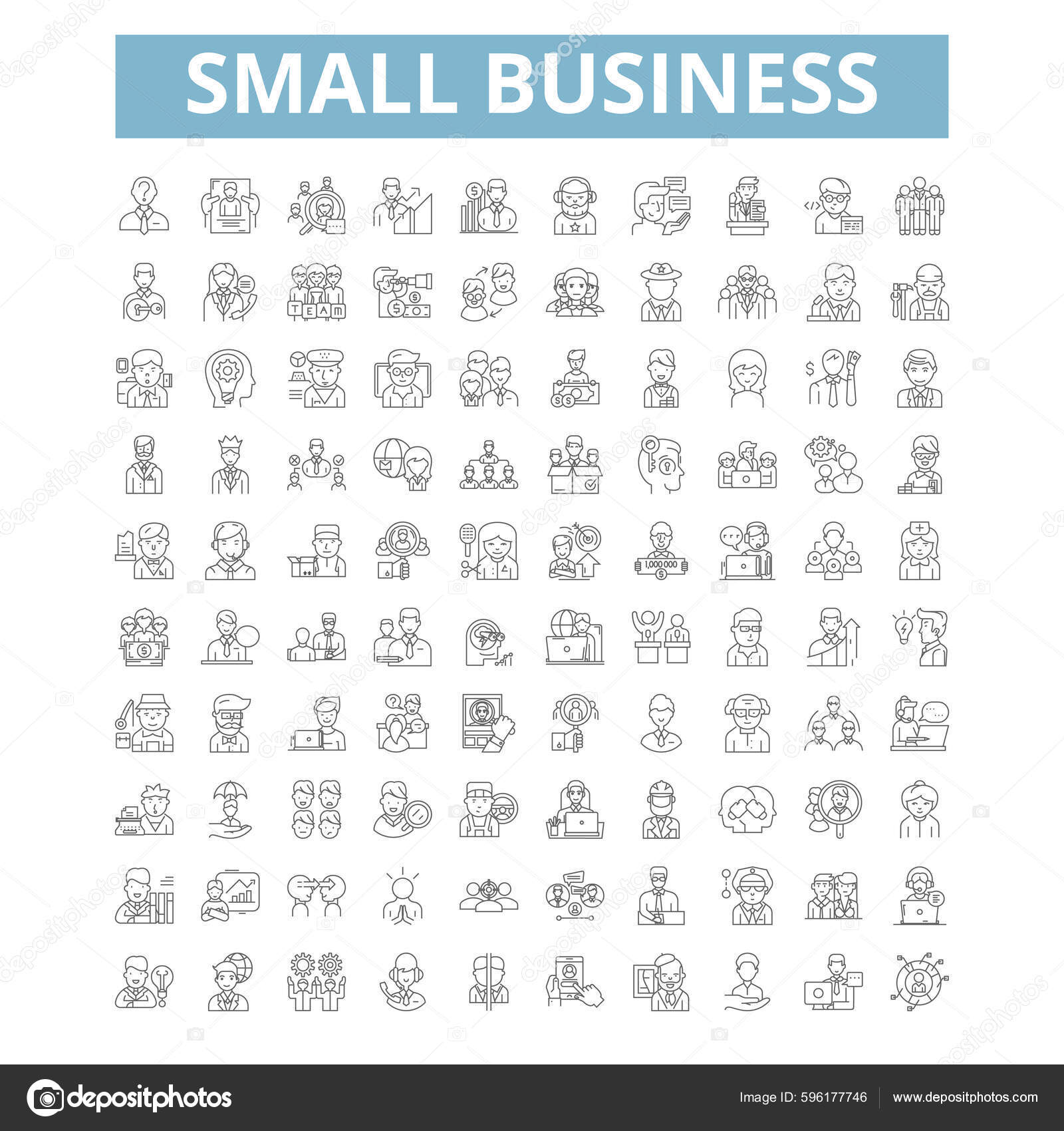 Small Business Icons Line Signs Web Symbols Set Vector Isolated Vector ...