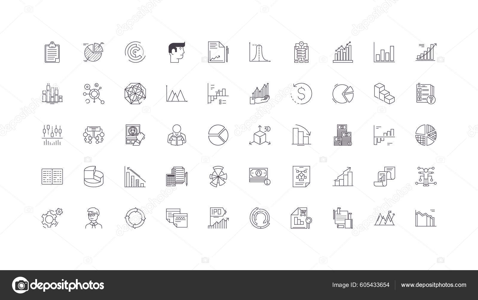Diagrams Set Concept Illustration Linear Icons Line Signs Set Vector ...