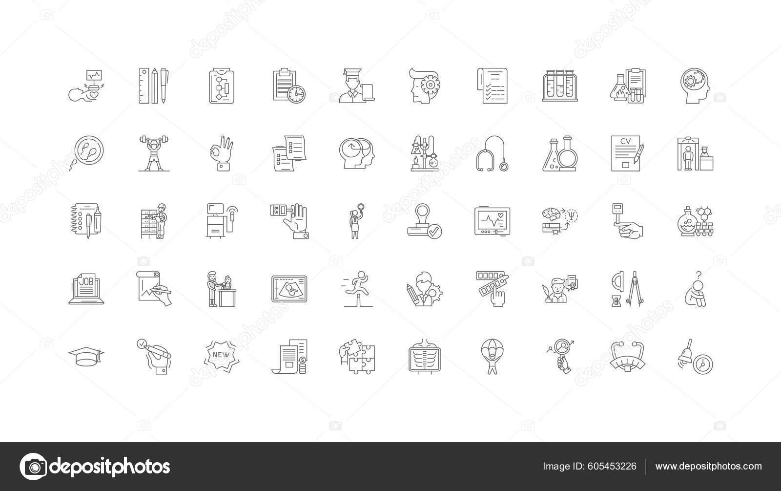 Test Concept Illustration Linear Icons Line Signs Set Vector Set Stock ...