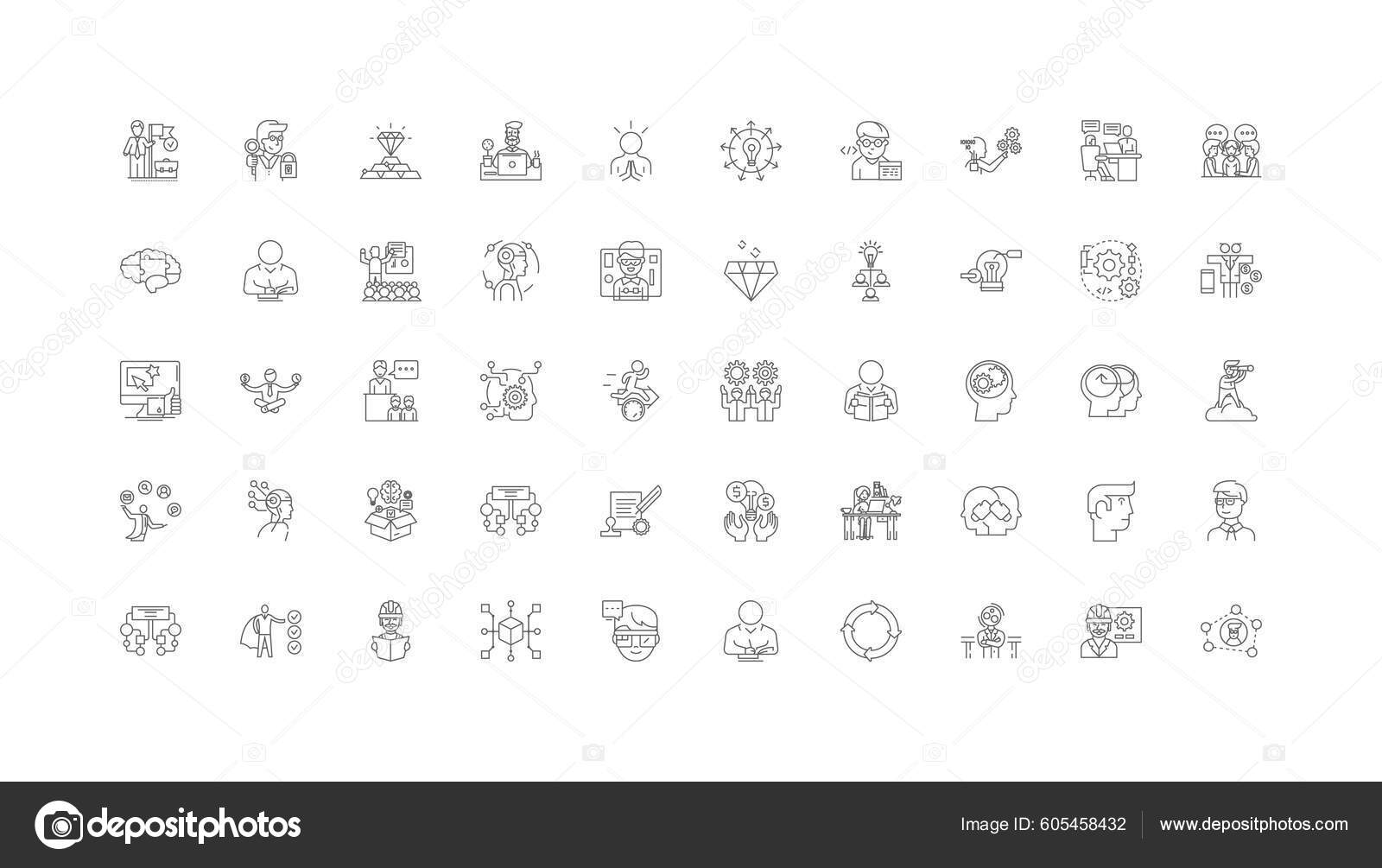 Idea Ideas Linear Icons Line Signs Set Vector Set Stock Vector Image by ©iconsgraph #605458432