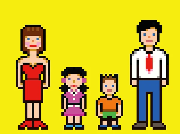 Happy pixel art family Vector Images | Depositphotos