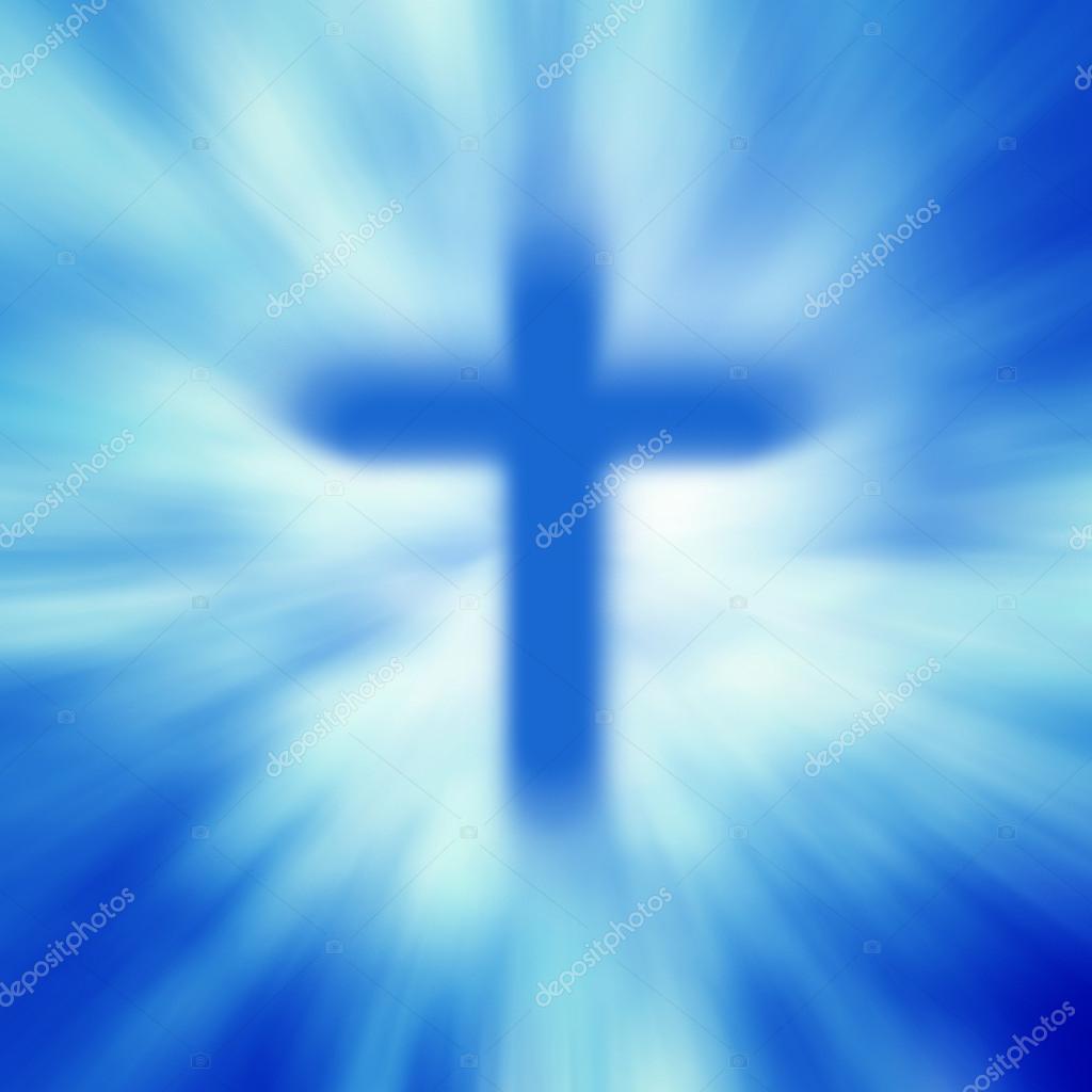 Blue cross on the blue abstract background and highlight — Stock Photo ...