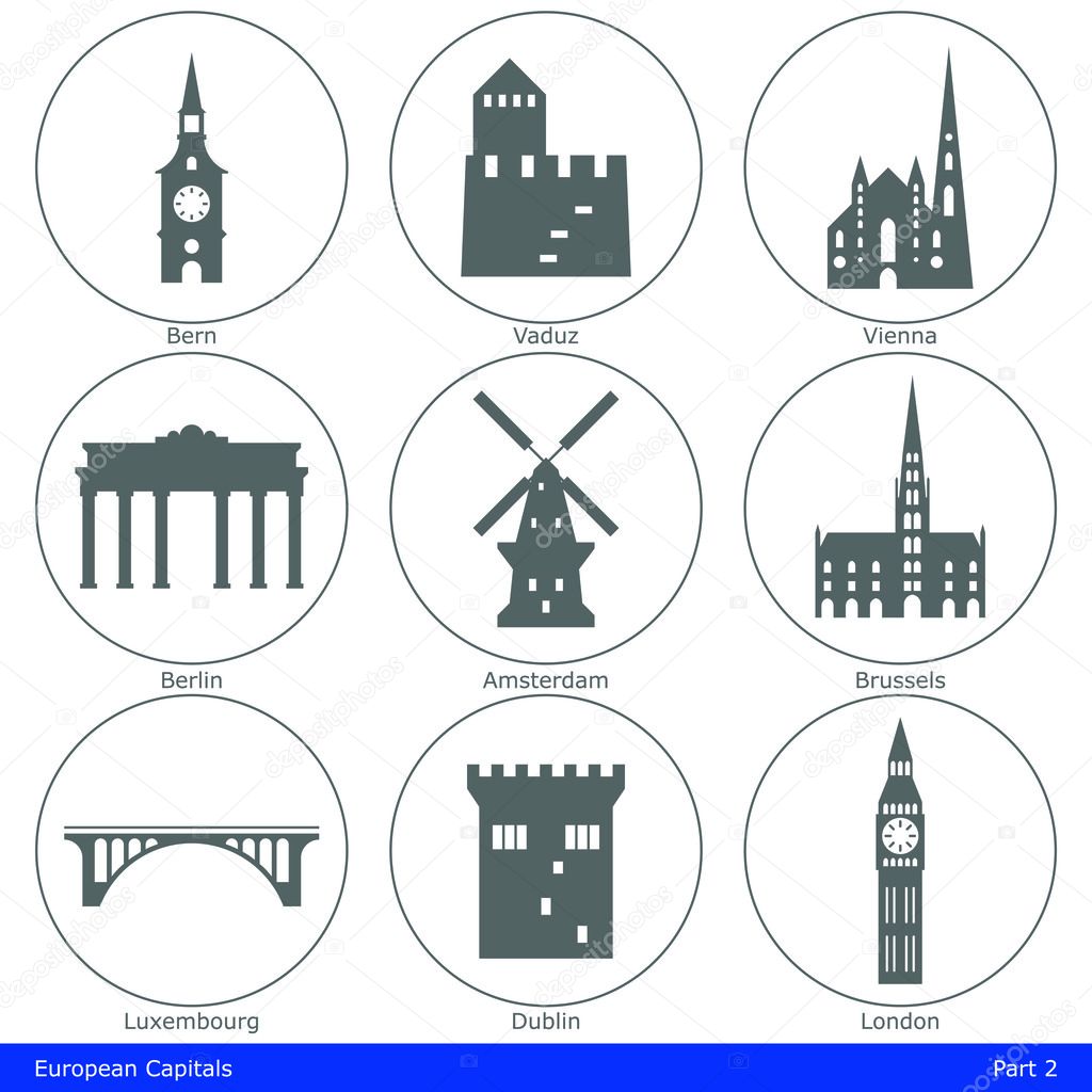 European Capitals - Icon Set (Part 2) — Stock Vector © bhary #34964715