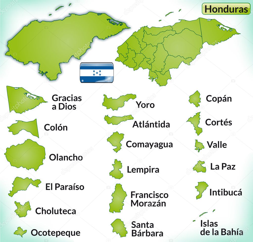Mapa de honduras color verde | mapa de honduras — Vector de stock ...