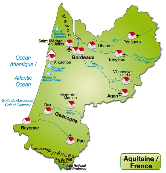 Map of aquitaine Stock Vector Image by ©artalis #39341083