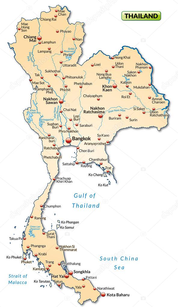 Mapa Thajska — Stock Vektor © artalis #39344555