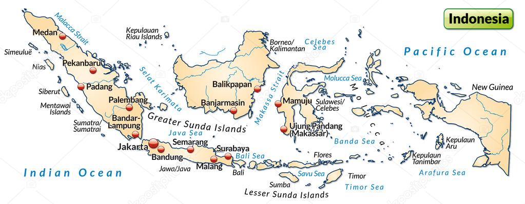 Map of Indonesia Stock Vector Image by ©artalis #39345419
