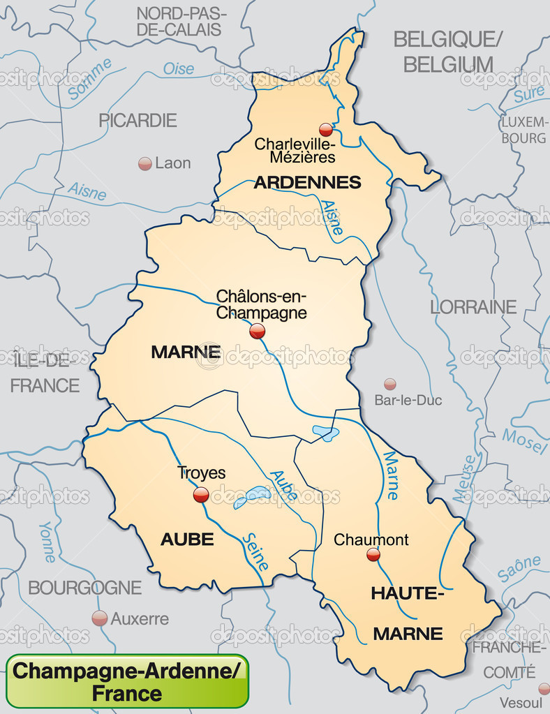 kaart van champagne-ardenne — Stockvector © artalis #40897601
