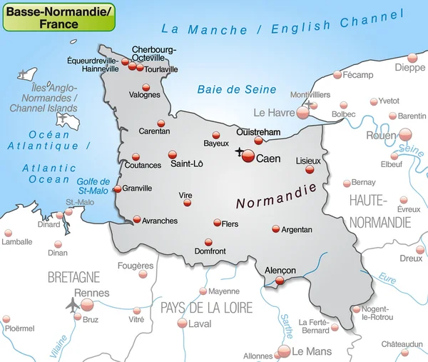 Map of Lower Normandy Stock Vector Image by ©artalis #40923717