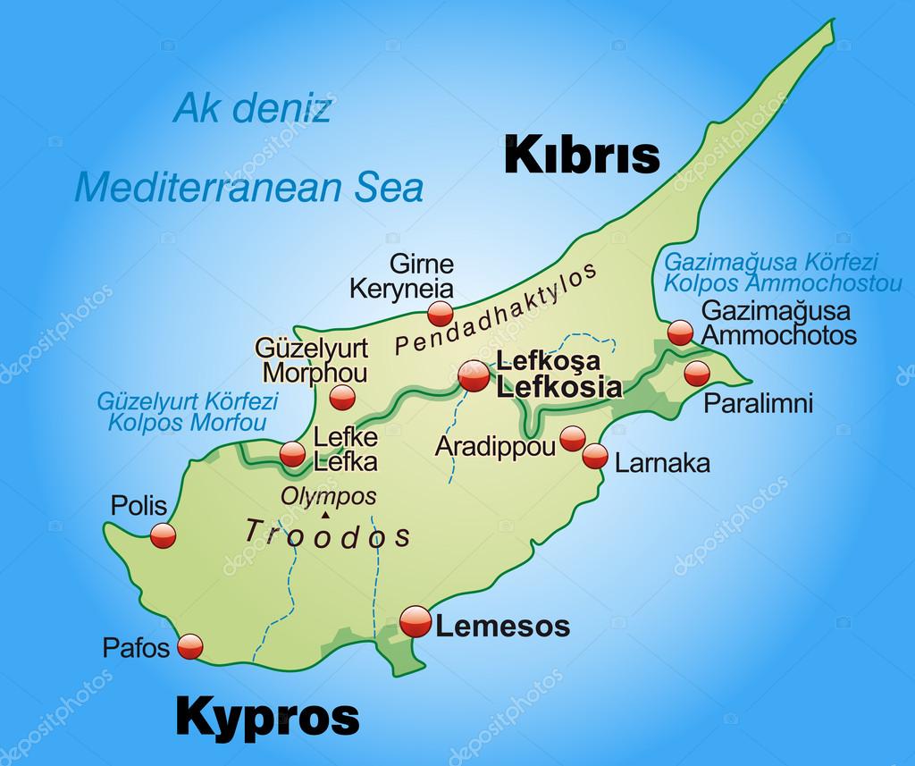 Mapa Kypru — Stockový vektor #40920429