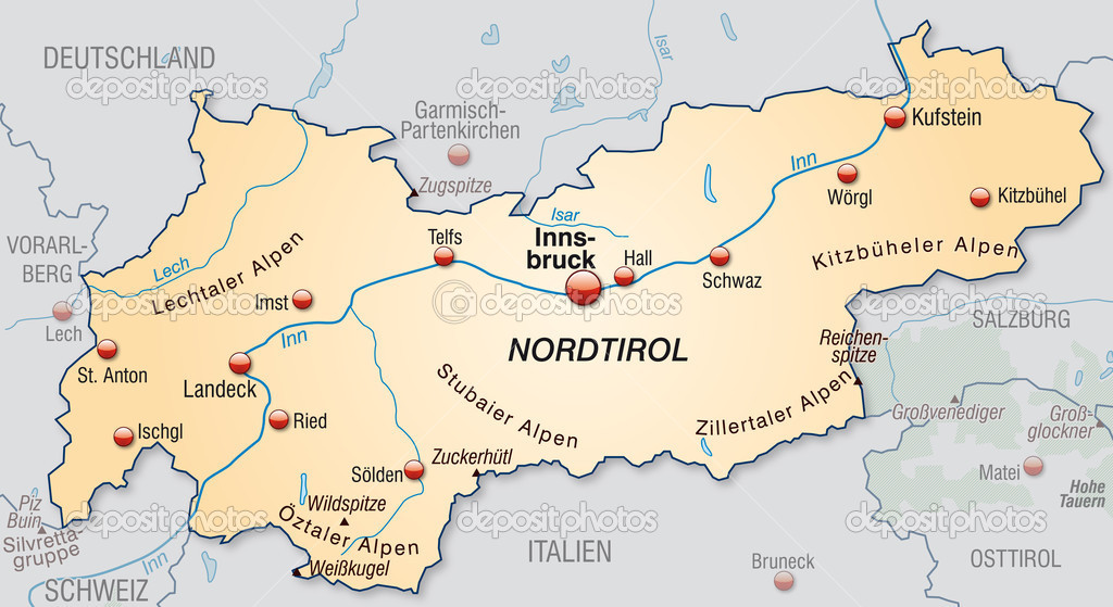 Kaart van Tirol — Stockvector © artalis #40923275