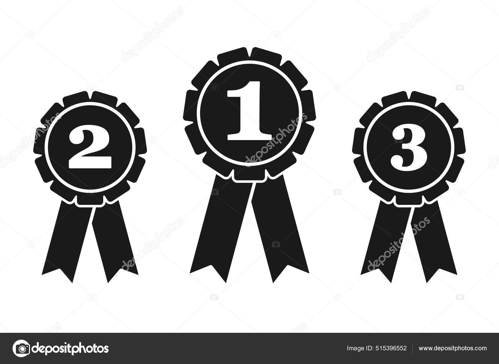 First Place Ribbons Clipart Black