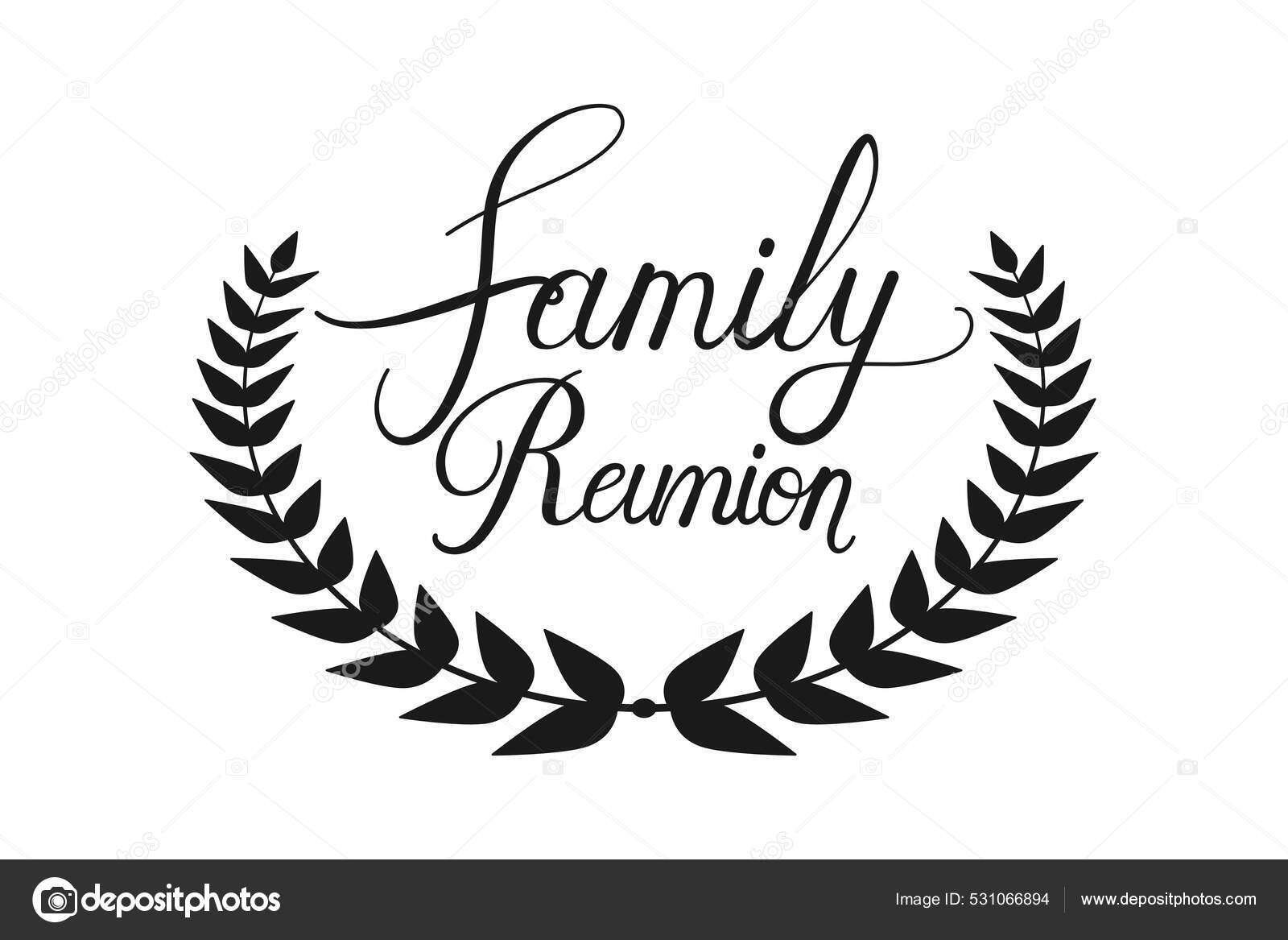 Family Reunion Text Lettering Wreath Vector Icon Stock Vector Image by ...