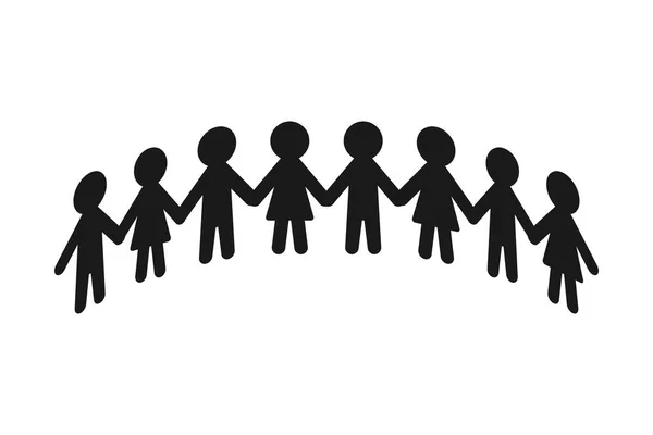 Paper People Chain Holding Hands Semi Circle Outline Vector Stock ...