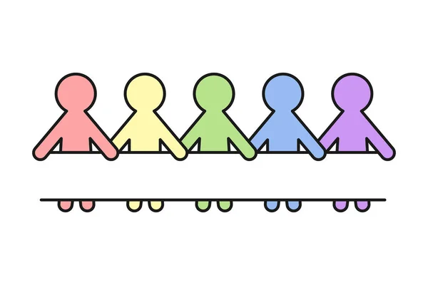 Paper People Chain Holding Hands Semi Circle Outline Vector Stock ...
