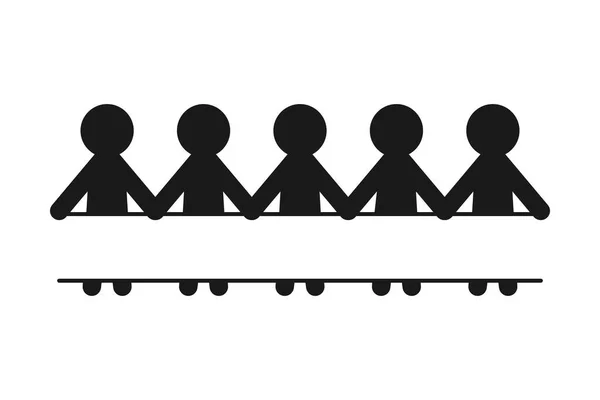 Paper People Chain Holding Hands Semi Circle Outline Vector Stock ...