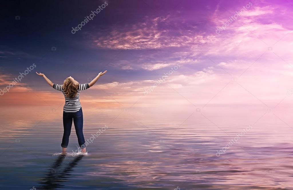 Woman praising — Stock Photo © kevron2002 #30835045