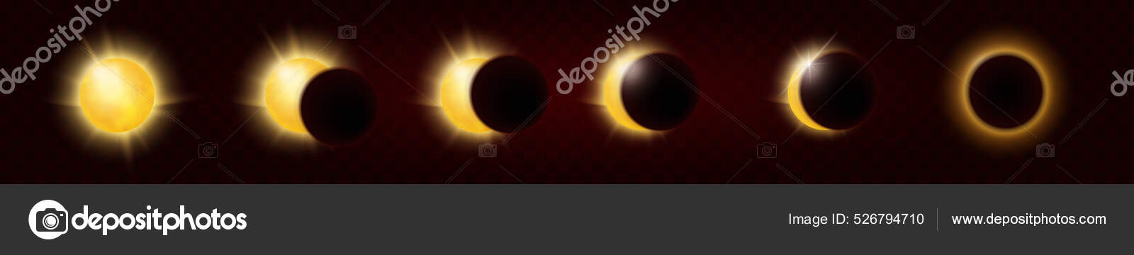 Eclipse solar total y parcial en ciclo completo, resplandor solar ...