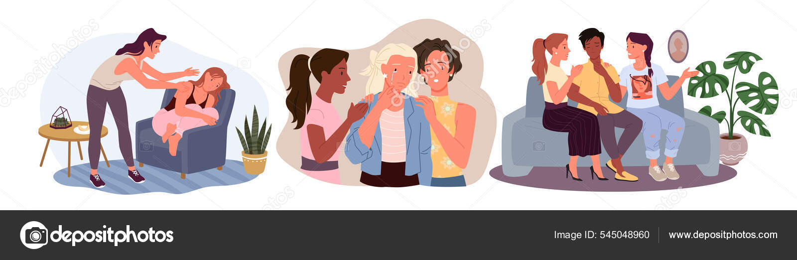 Female help, care and support to unhappy girl with mental problems ...