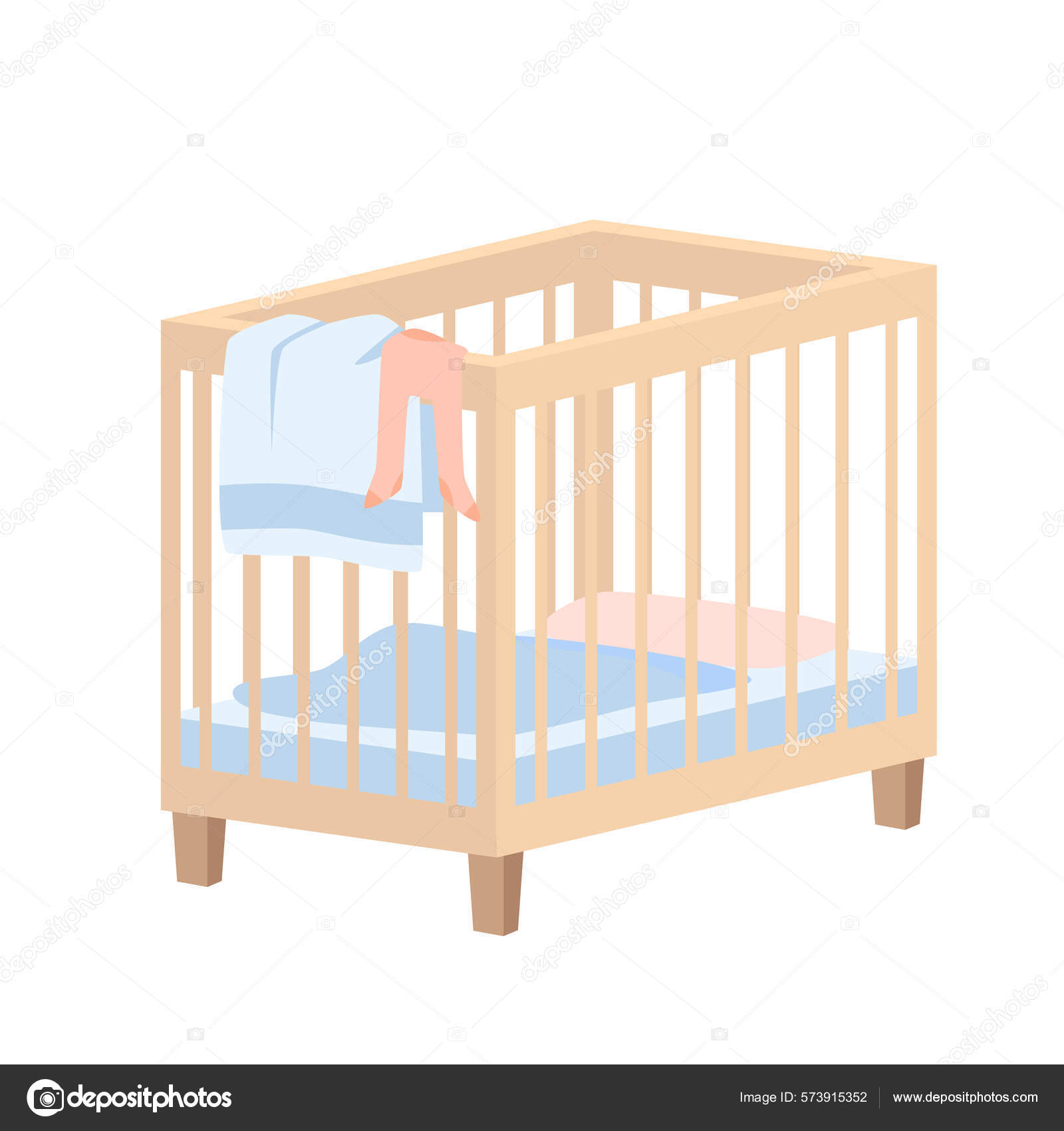 Image vectorielle Berceau Bois Pour Illustration Vectorielle Bébé ...