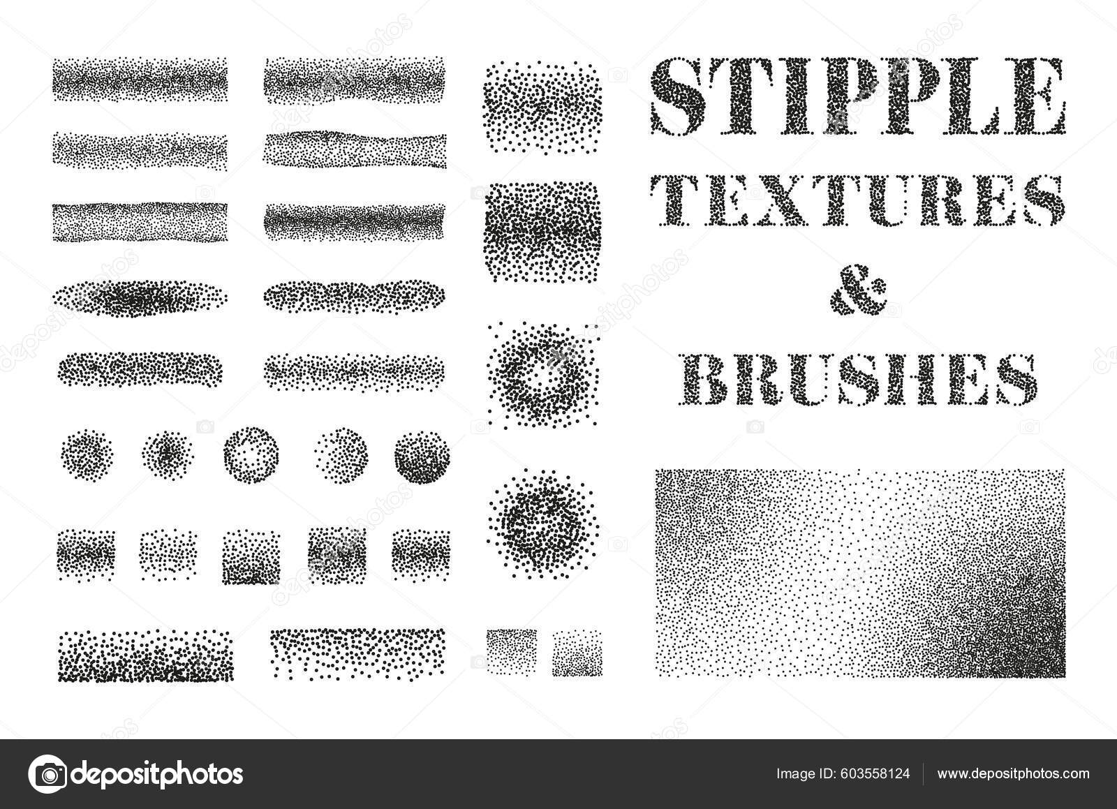 Stipple Brushes Textures Collection Vector Illustration Vector de stock ...