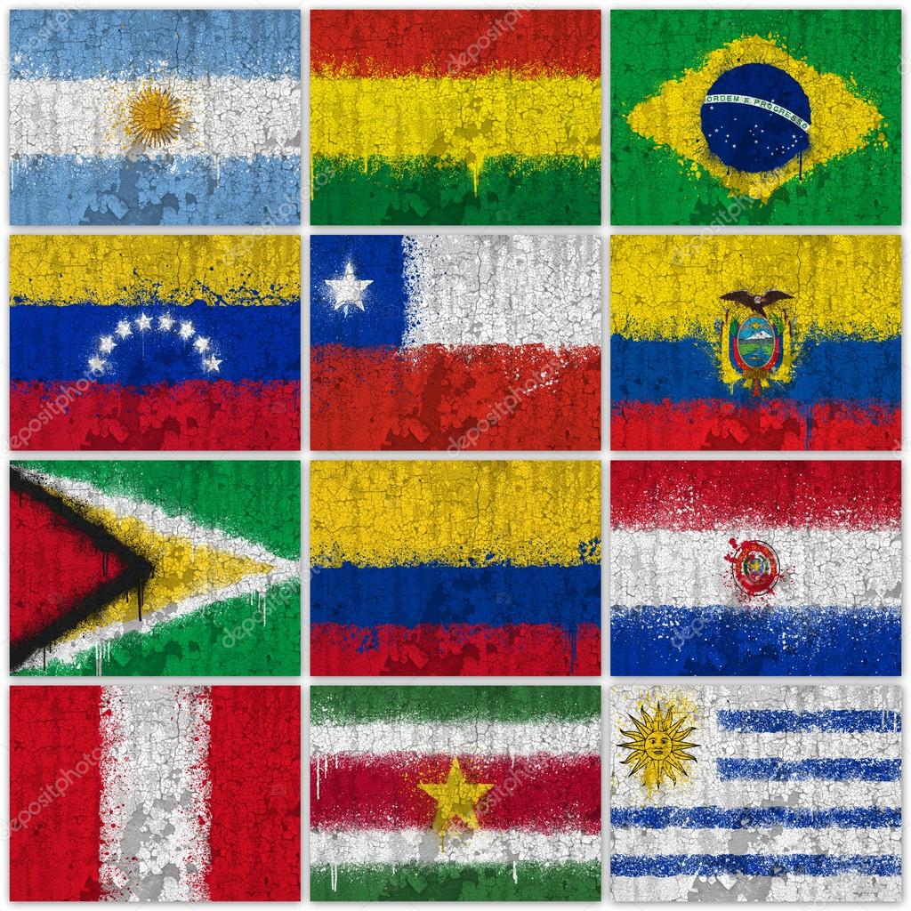 Latin America Flags Collage
