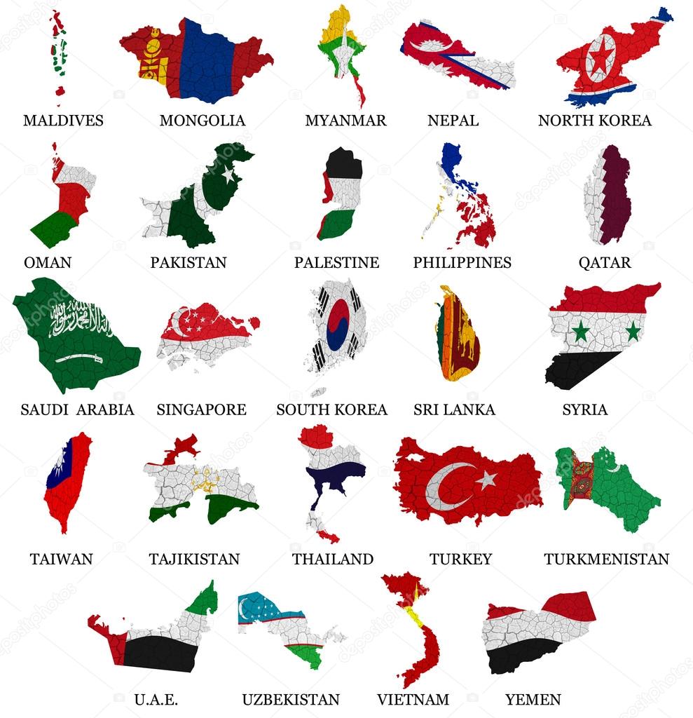 Flagi państw Azji mapy część 2 — Zdjęcie stockowe © Ruletkka #24013877