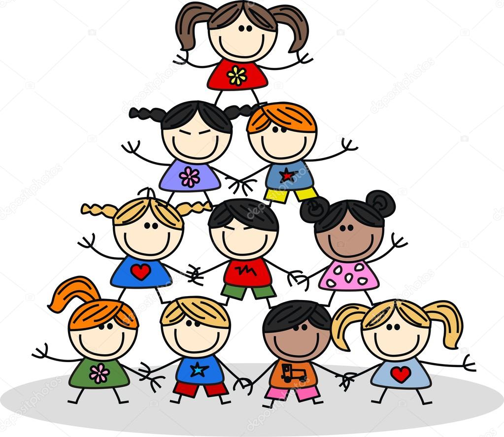 Mixed ethnic children teamwork — Stock Vector © popocorn #19487997 Mixed ethnic children teamwork — Stock Vector © popocorn #19487997