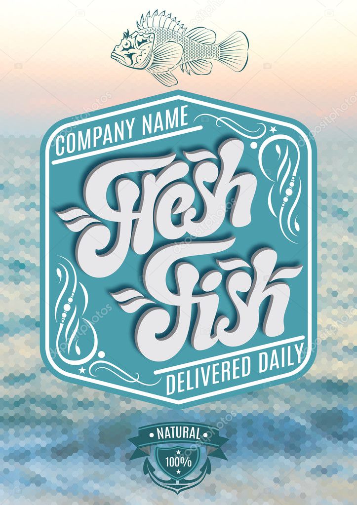 Calligraphic inscription fresh fish on sea Stock Vector by ...